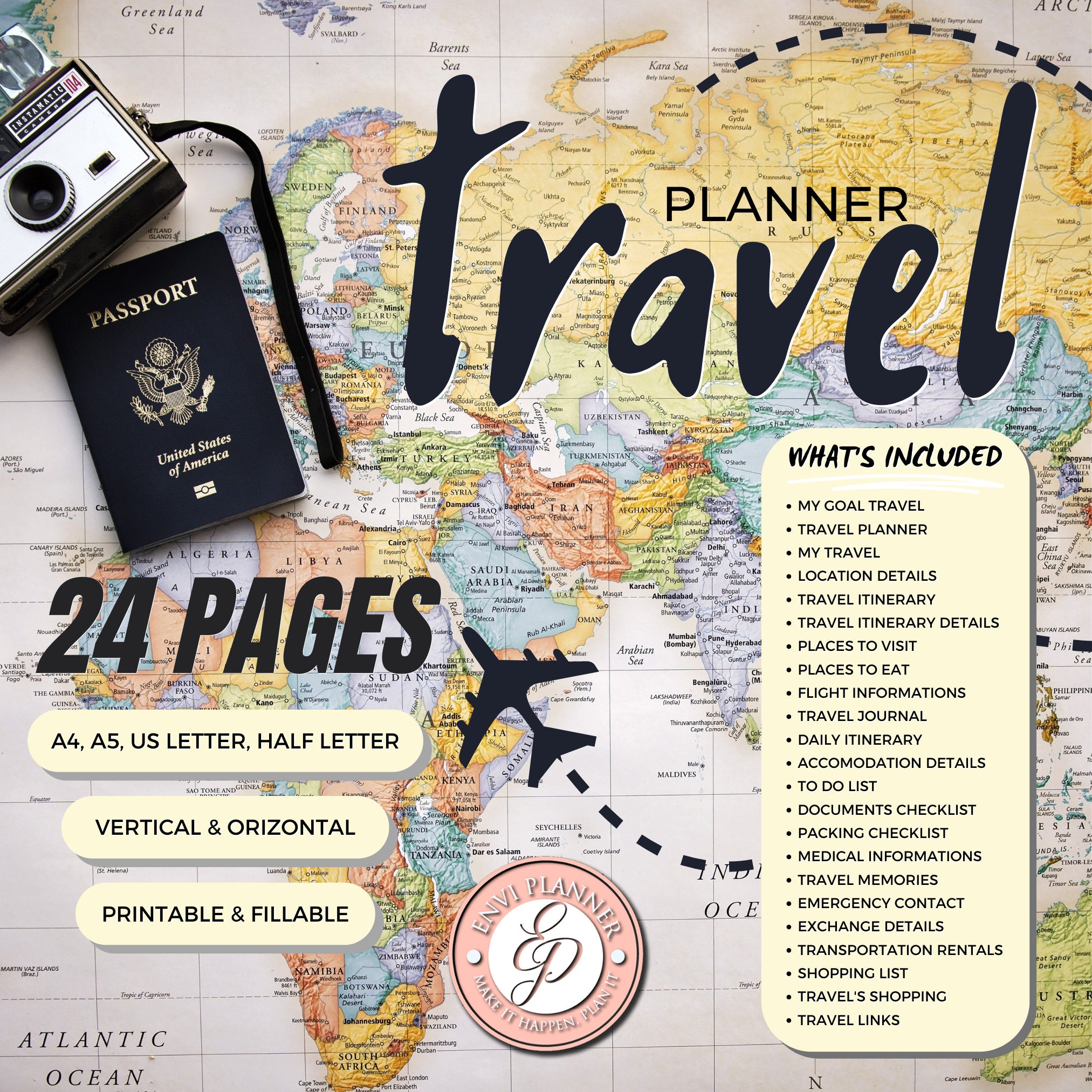 Digital Travel Planner | Vacation Planner | Travel Checklist ...