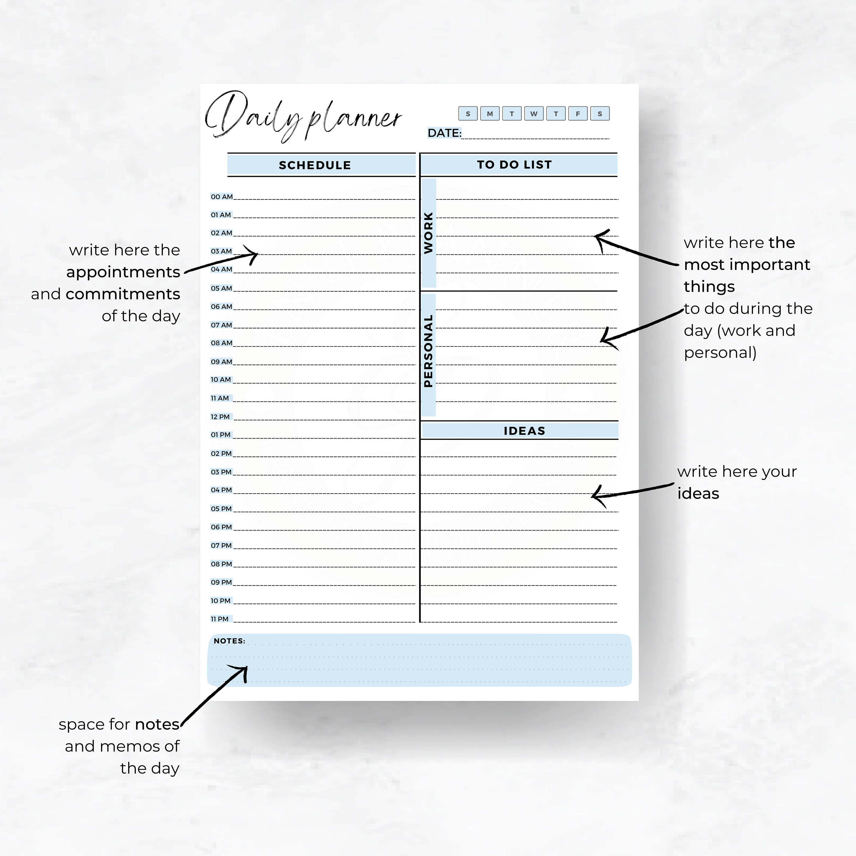 Printable Daily Planner Productivity Planner Routine - Etsy