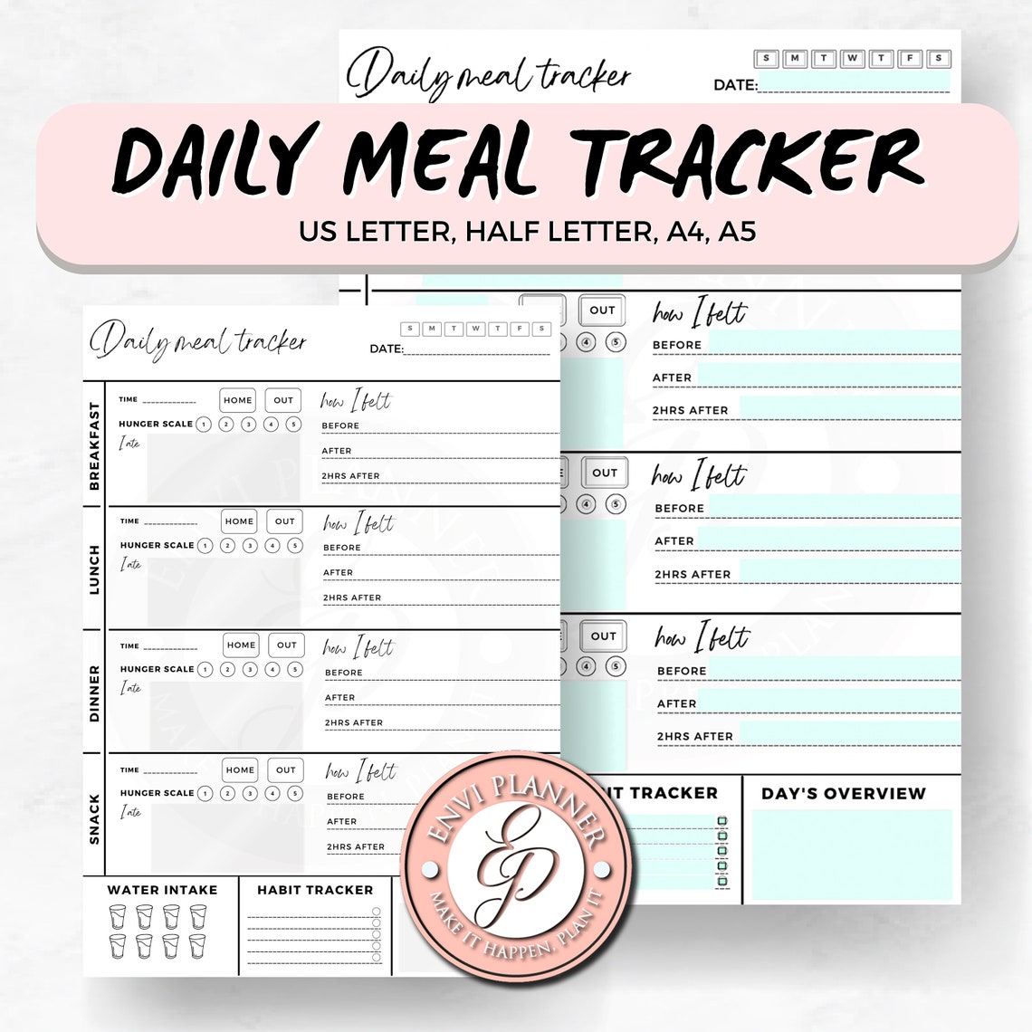 Food Tracker Food Diary Printable Meal Prep Digital Meal - Etsy