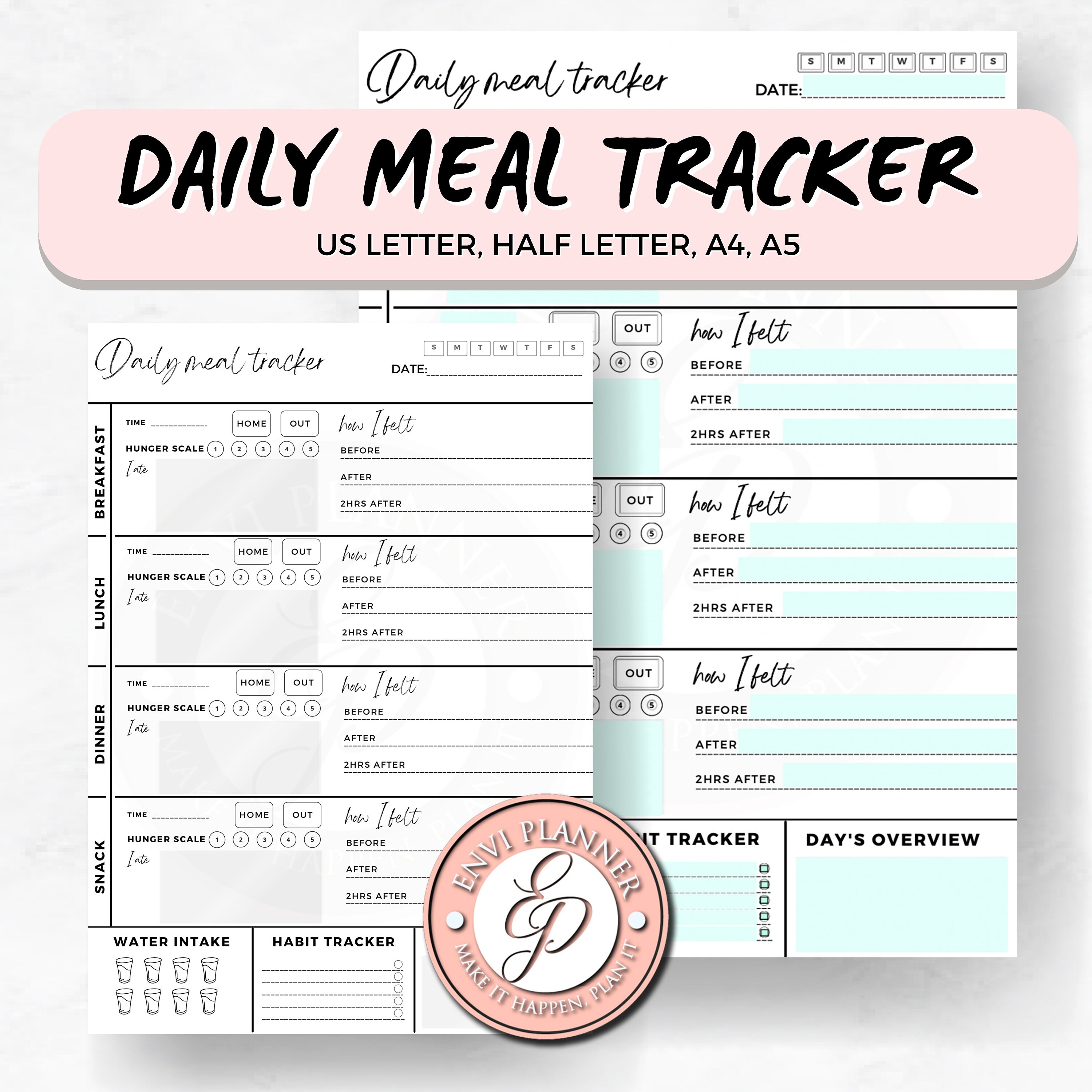 Food Tracker | Food Diary Printable | Meal Prep | Digital Meal Planner ...
