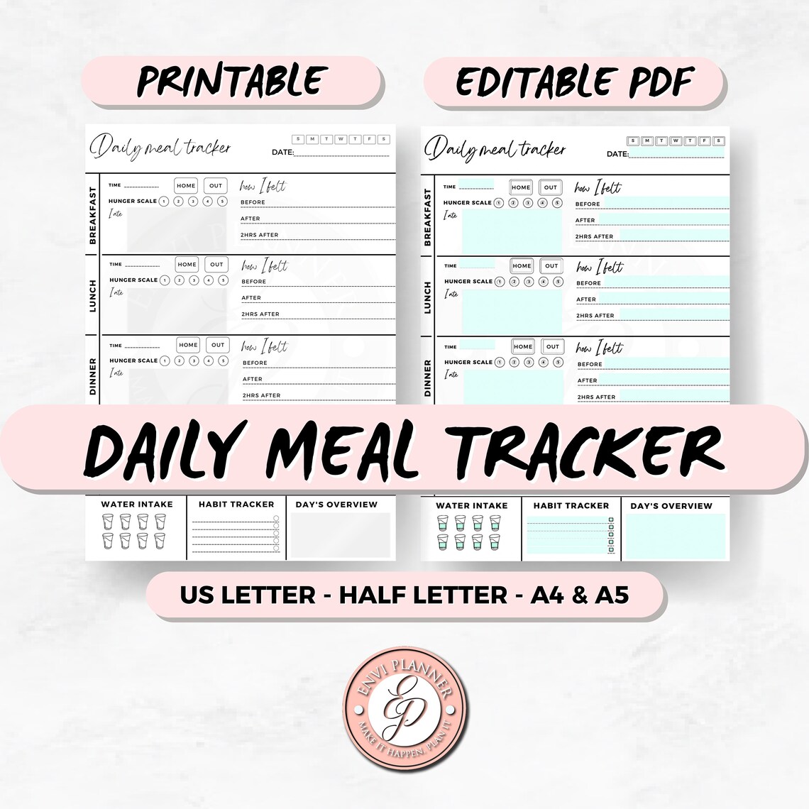 Food Tracker Food Diary Printable Meal Prep Digital Meal - Etsy