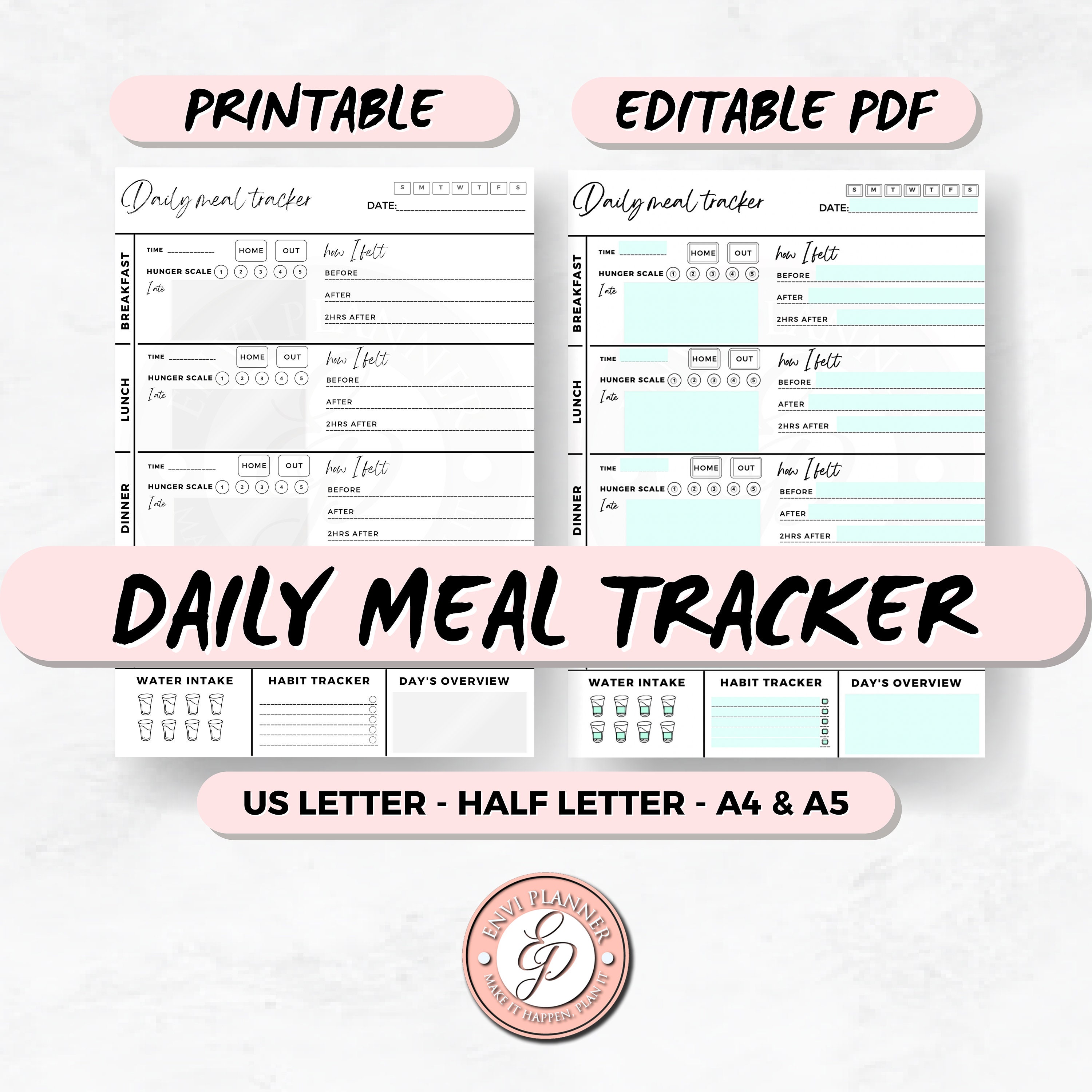 Food Tracker | Food Diary Printable | Meal Prep | Digital Meal Planner ...