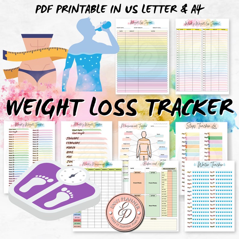 Weight Loss Tracker Weight Loss Journal Self Care Journal Weight Loss ...
