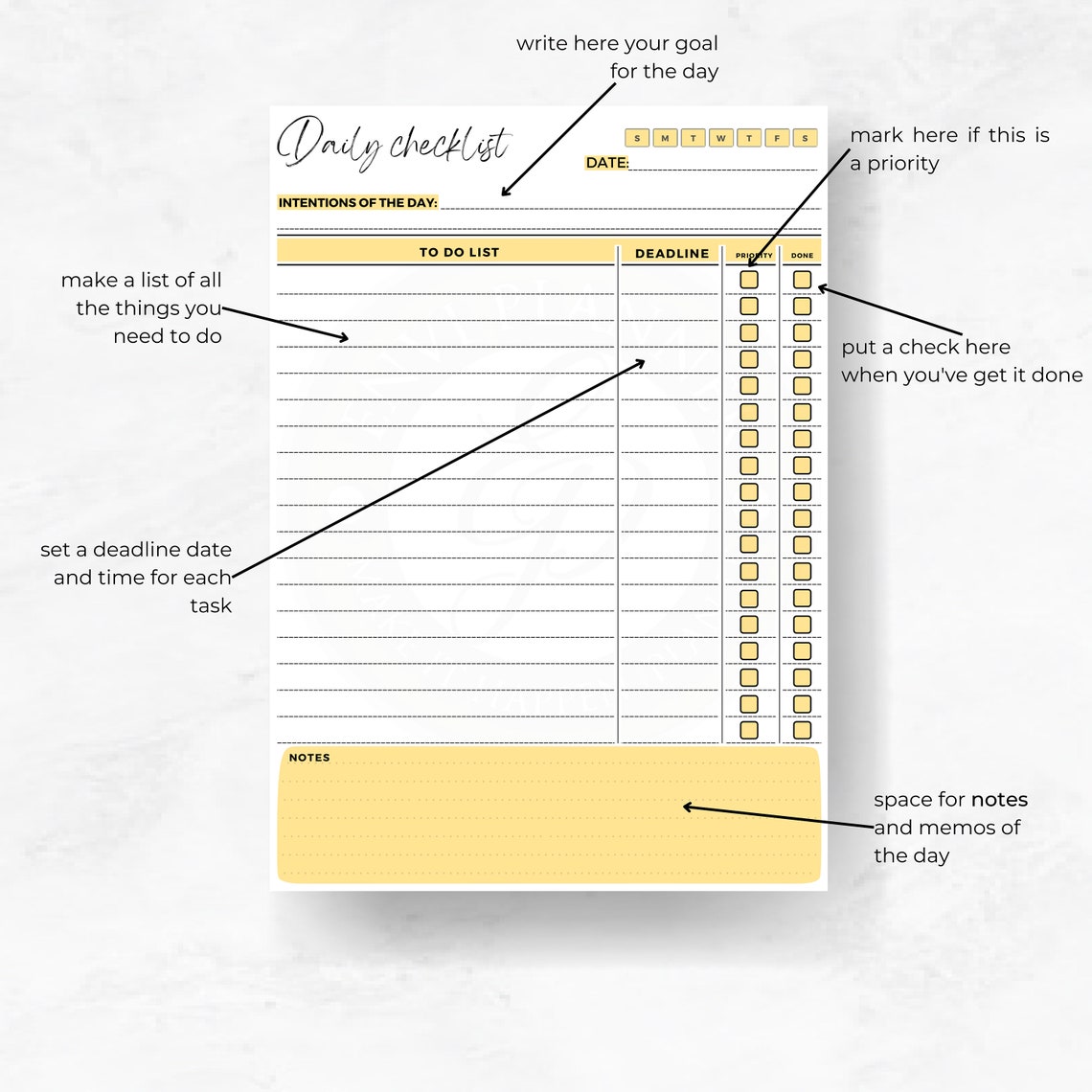 Daily Checklist | Productivity Planner | Daily to Do List | Digital ...