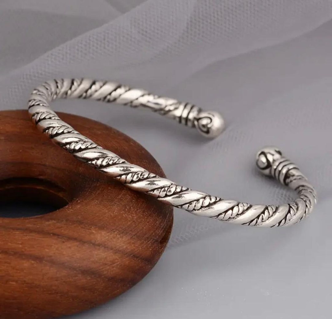 Silver Twist Bracelet, Torque, Solid Silver Bangle, Bangle for Women ...