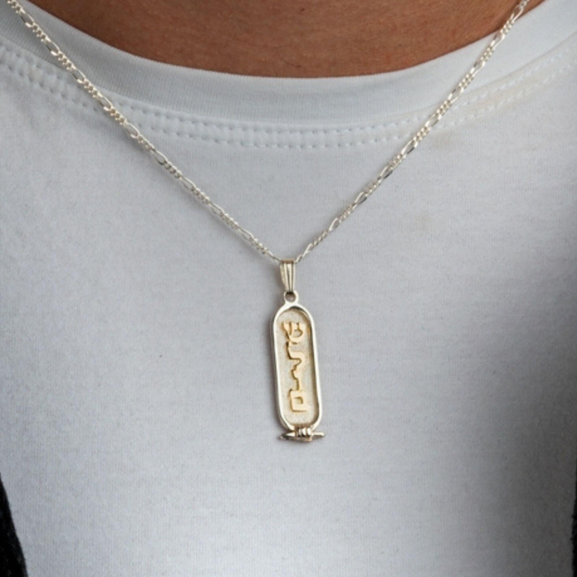 Cartouche Name Necklace in Hebrew or Hieroglyph Symbols-silver ...