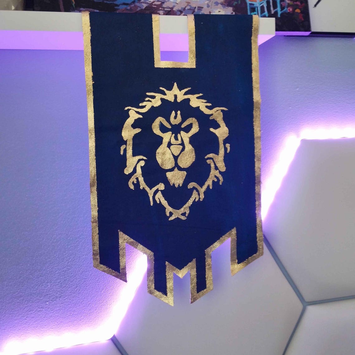 Alliance Banner Stormwind Flag Wow Wall Decoration Gift for Gamer Game ...