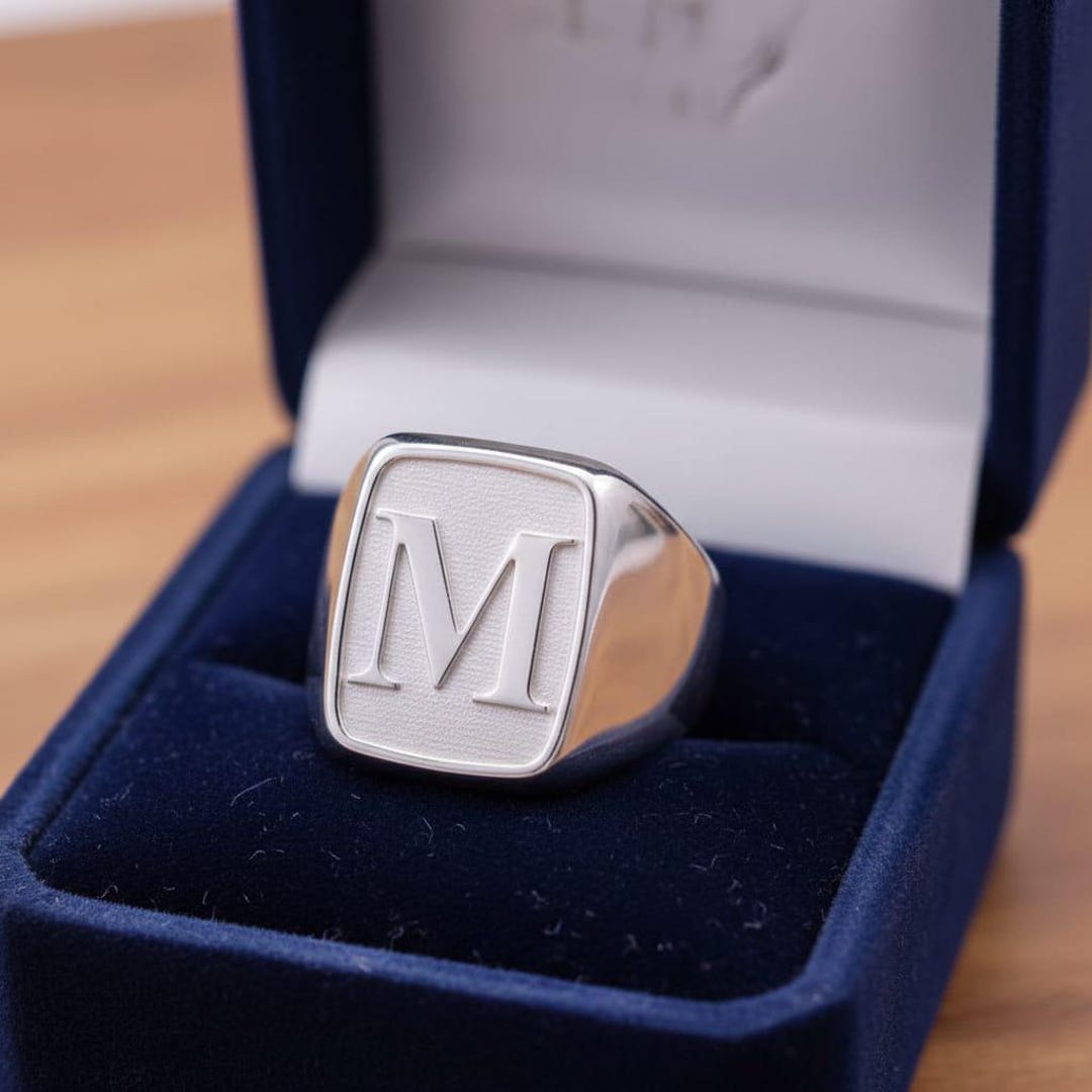 Sterling Silver Alphabet Ring - Personalized Initial Ring for Men - Etsy