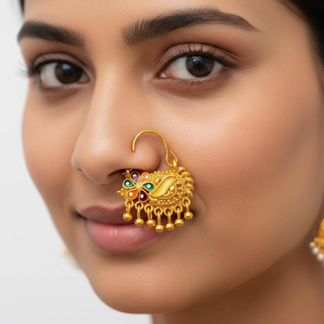 Traditional Rajasthani Gold Plated Nath for Women Without Chain - Etsy