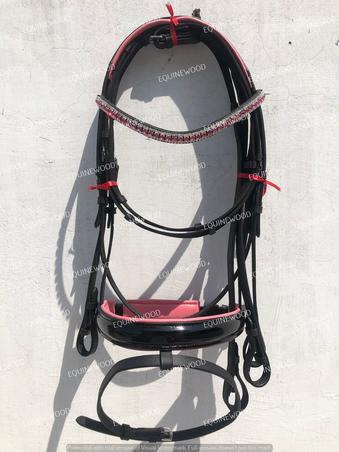 Baby Pink Leather Horse Dressage Bridle With Premium Fitting Matching ...
