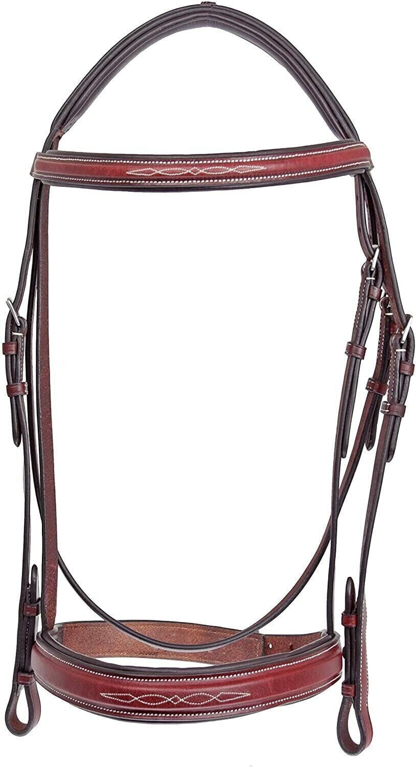 Black Leather Horse Bridle Browband Soft Padding Way Mouth Noseband in ...