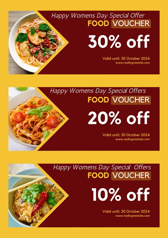 Food Coupons for Special Discounts and Offers on Women s Day With Free Facebook and Instagram Templates Etsy