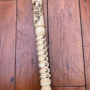 Hand-carved, Pyrographed, Embellished Eucalyptus Hiking Stick (114cm ...