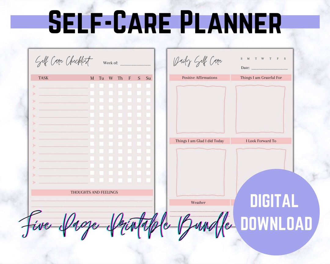 Self Care Digital Planning Journal. Printable and Downloadable Self ...