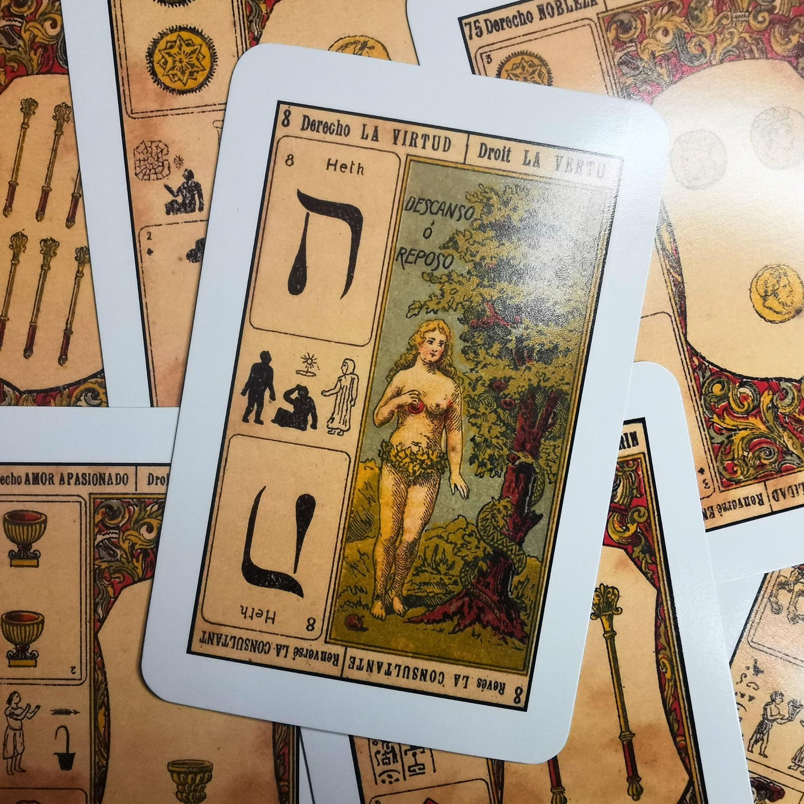 Cartas del Tarot Catalán, Baraja Vintage de 80 Cartas para ...