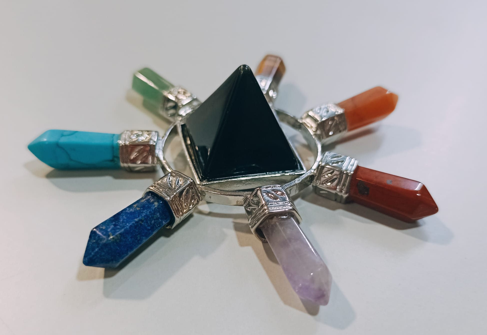 Crystal Energy Generator Pyramid Onyx Point 7 Chakra Stone - Etsy