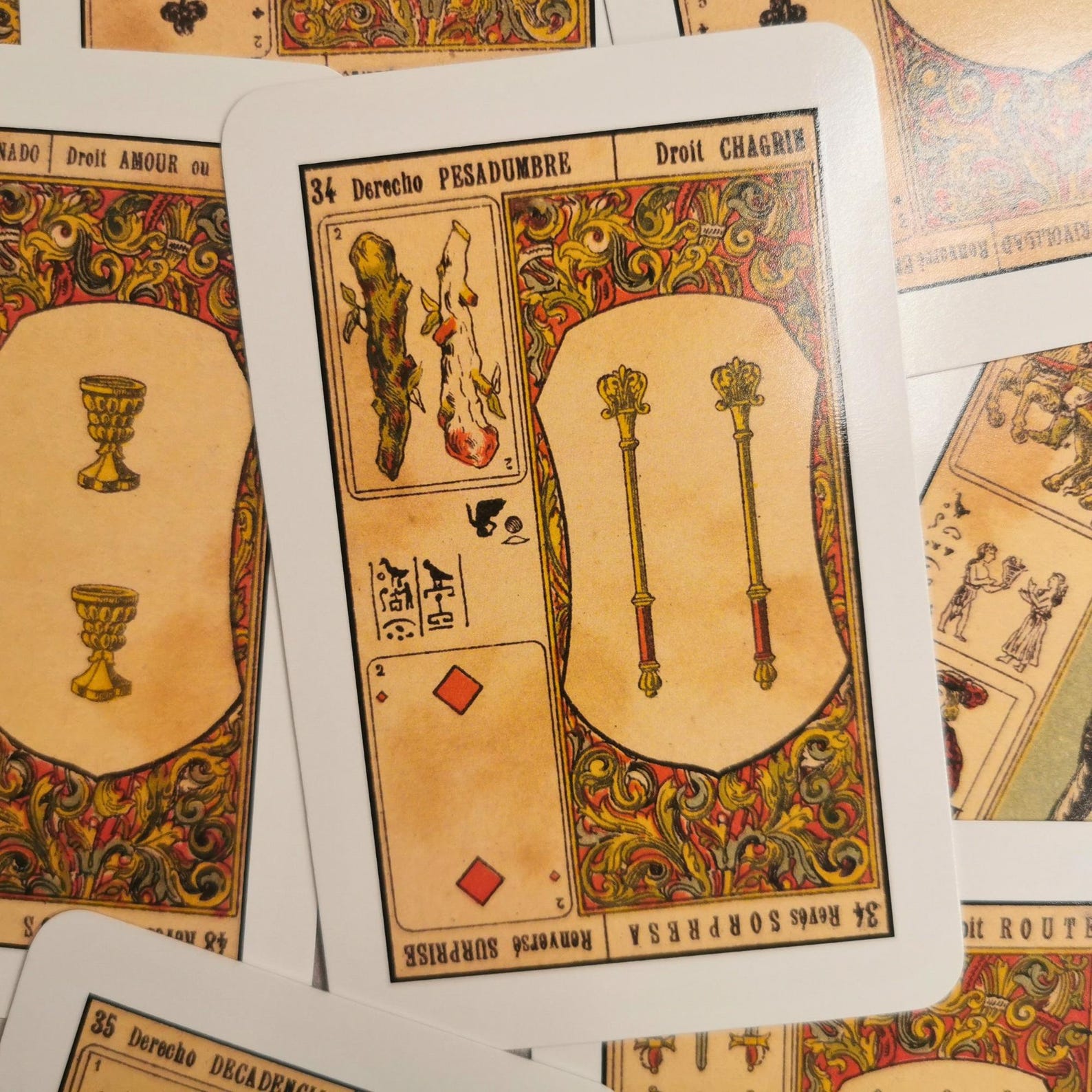 Cartas del Tarot Catalán, Baraja Vintage de 80 Cartas para ...