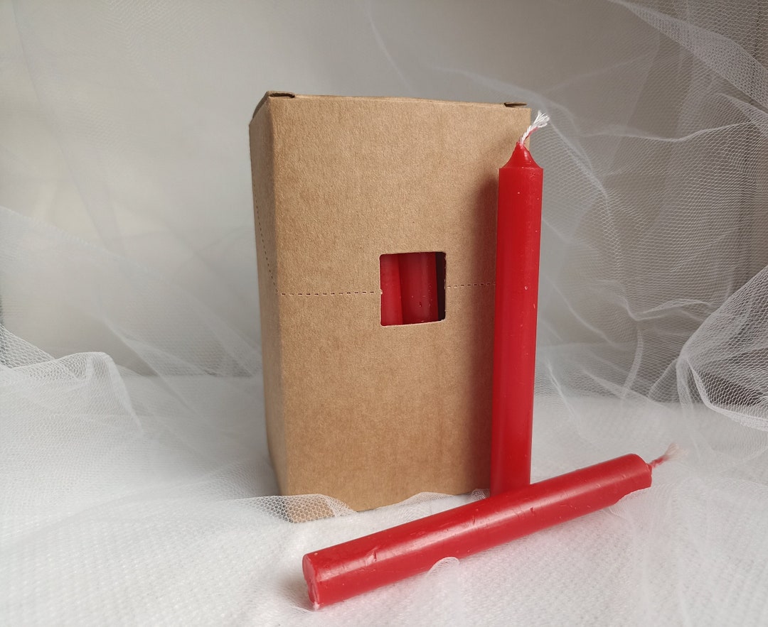 Box 24 Small Red Candles - Etsy