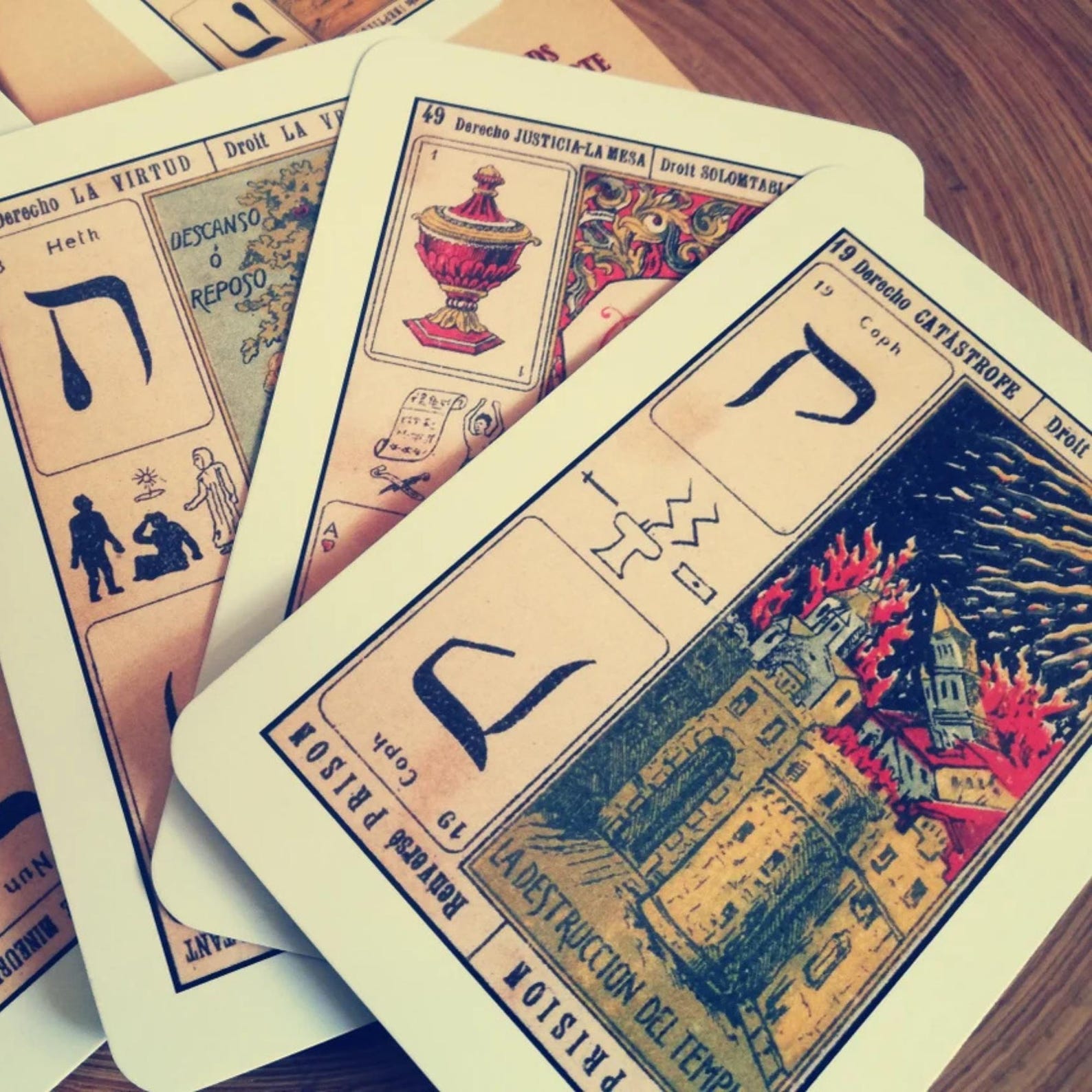 Cartas del Tarot Catalán, Baraja Vintage de 80 Cartas para ...