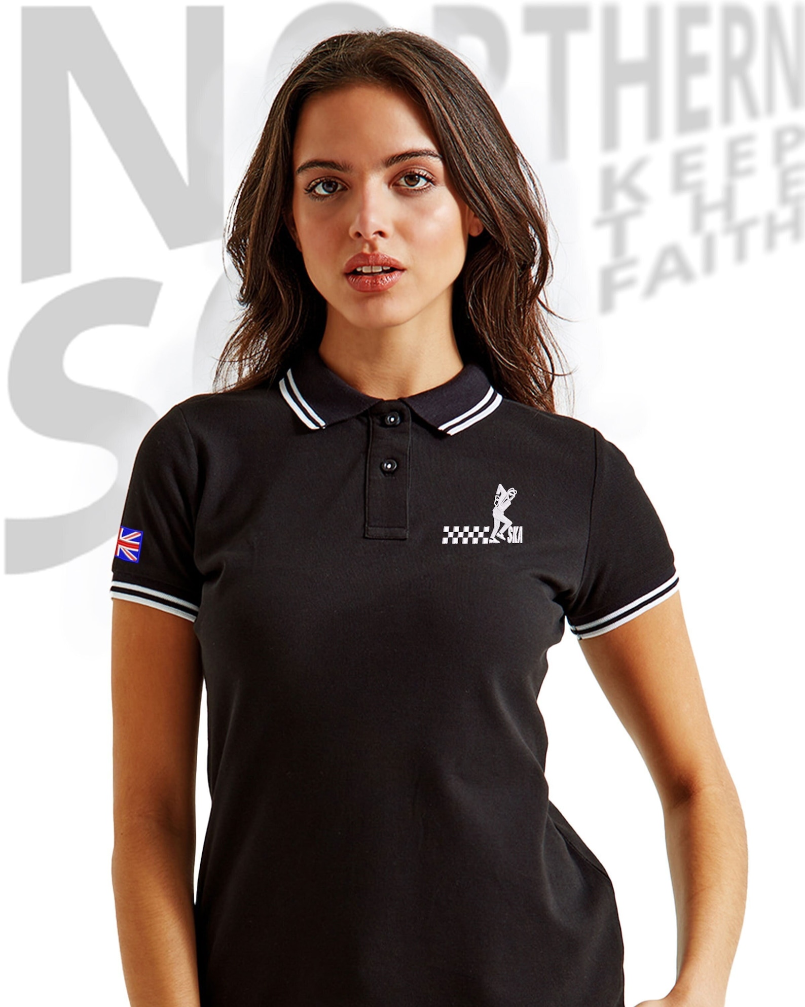 Women's Ska Shirt, Twin Tip Polo With Embroidered Logo, Retro Music T ...