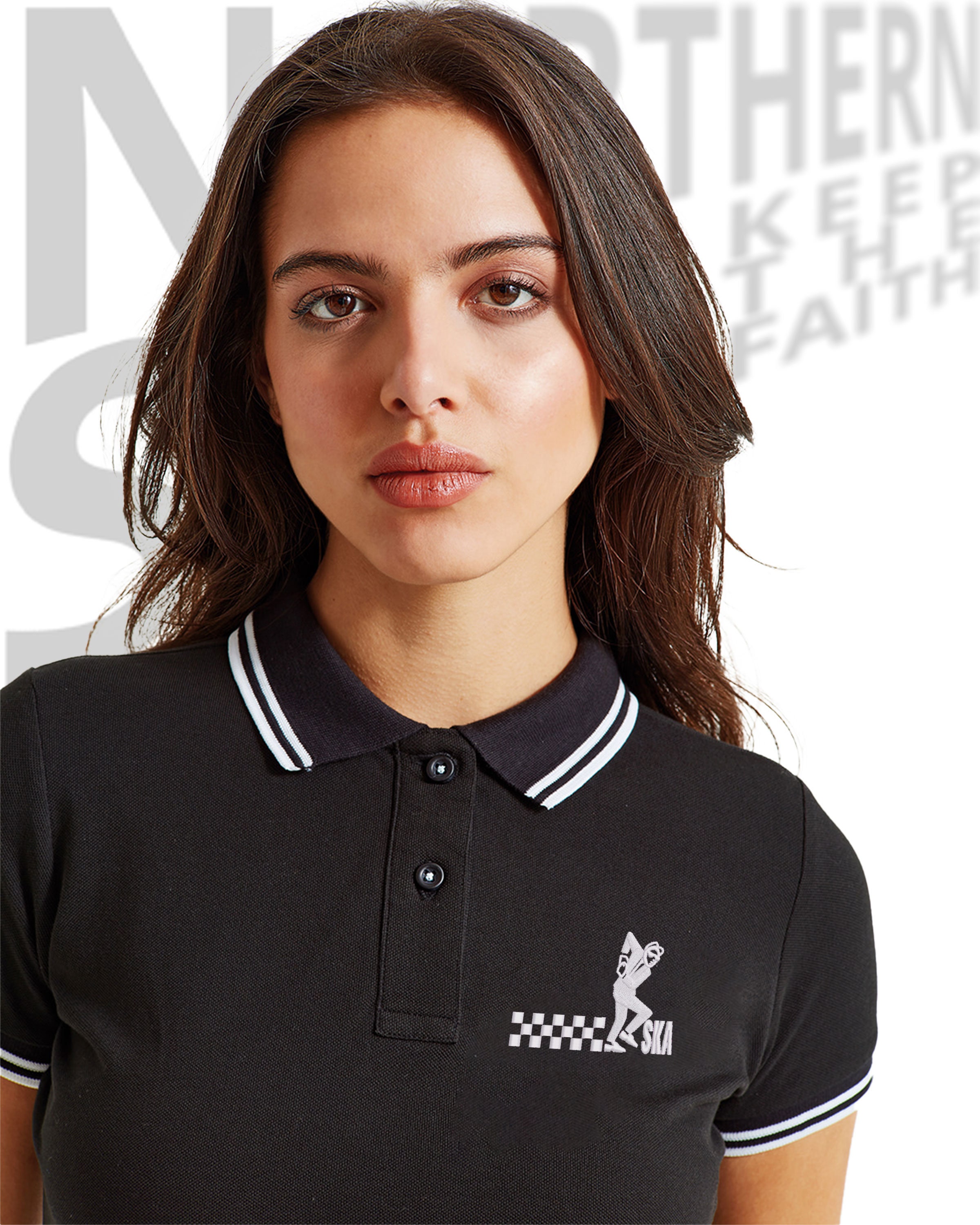 Women's Ska Shirt, Twin Tip Polo With Embroidered Logo, Retro Music T ...