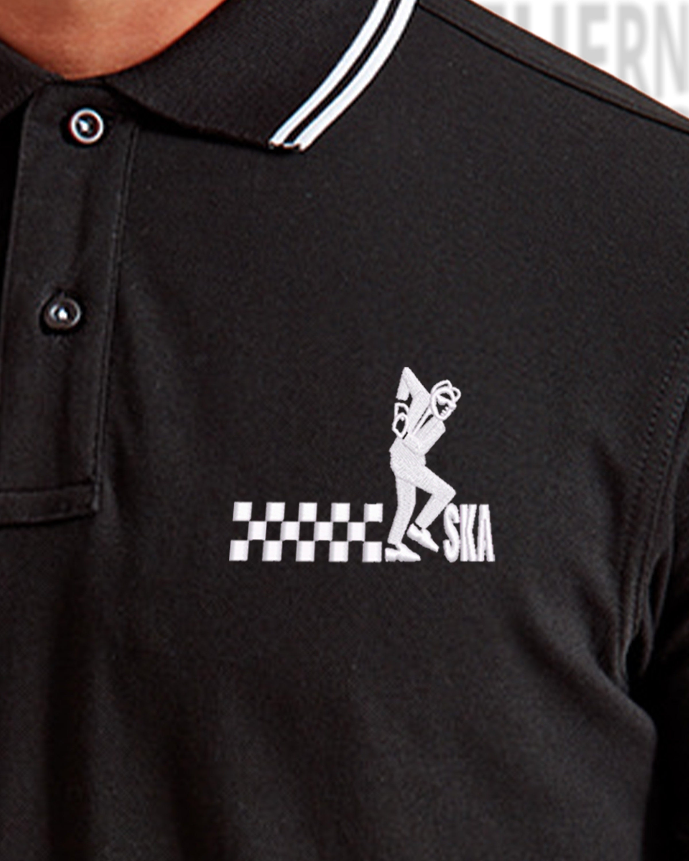 Men's Ska Shirt, Twin Tip Polo With Embroidered Logo, Retro Music T ...
