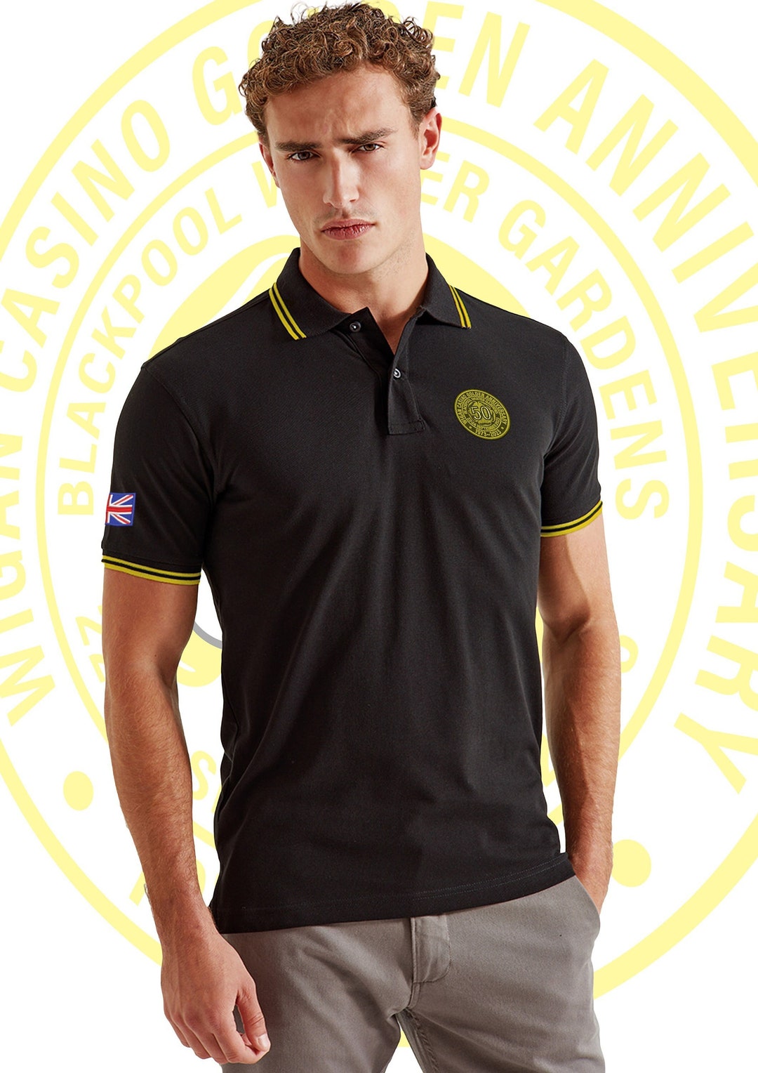 Wigan Casino Polo Shirt, Twin Tip, Golden Anniversary Embroidered Logo ...