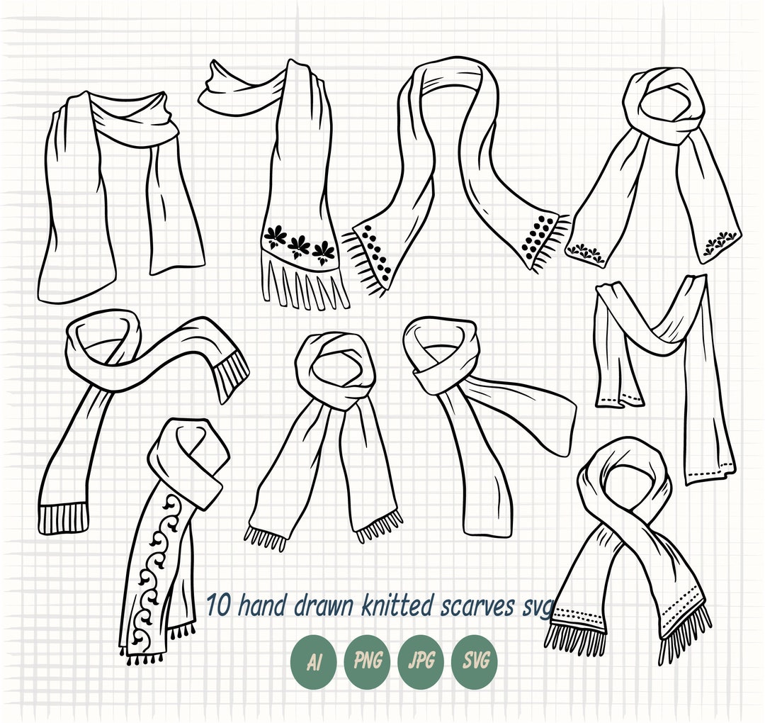 SVG Bundle Knitted Scarf, Winter Svg, Knitting Svg, Knit Scarf Clipart ...