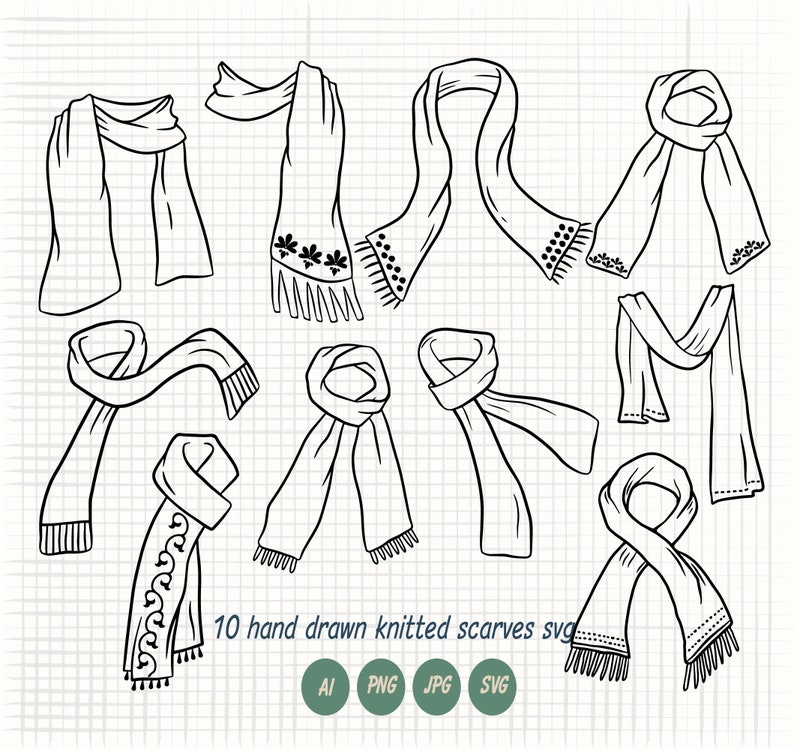 SVG Bundle Knitted Scarf, Winter Svg, Knitting Svg, Knit Scarf Clipart ...