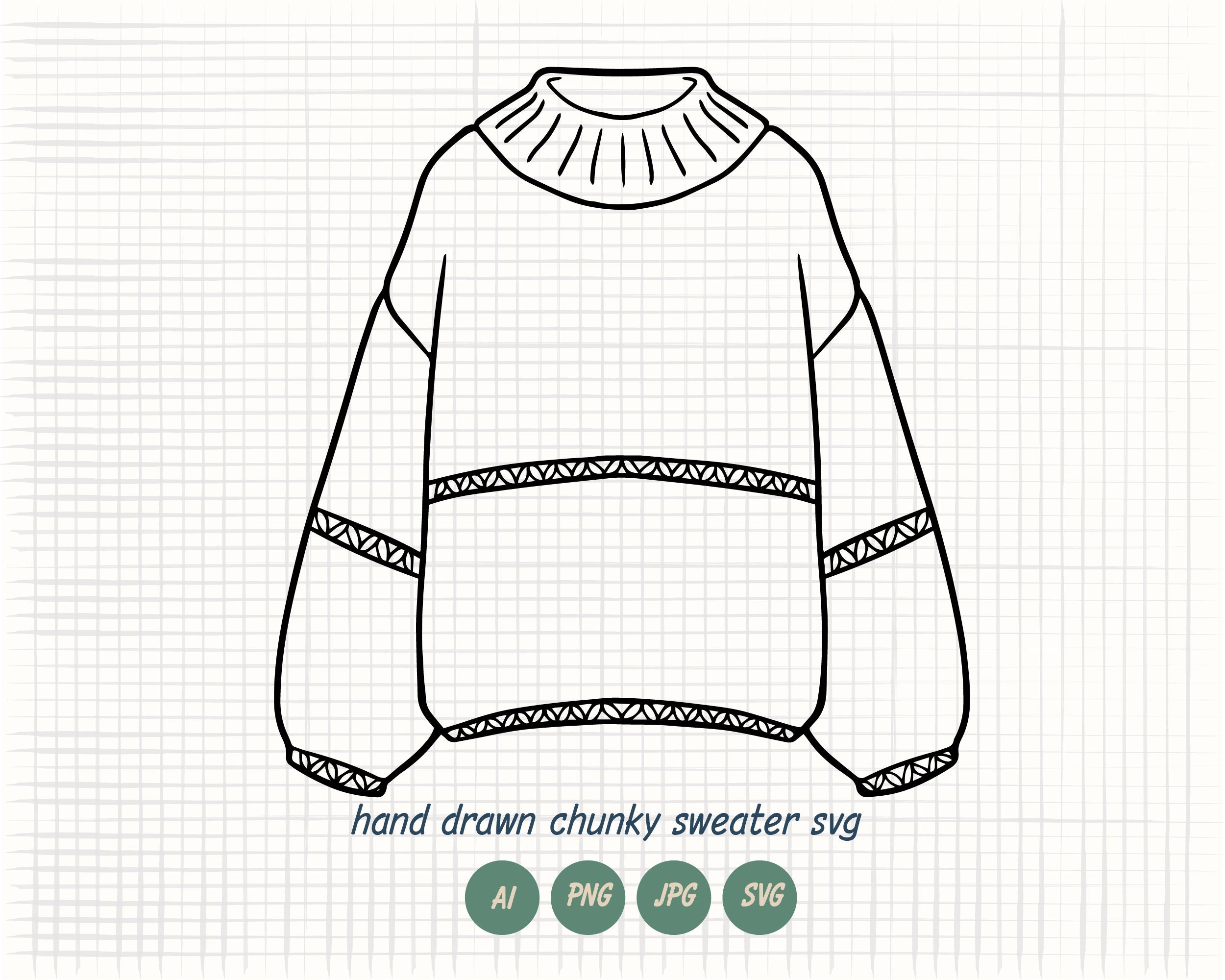 Chunky Sweater Svg, Knitwear Svg, Knitting Jumper, Knitted Jumper Svg ...
