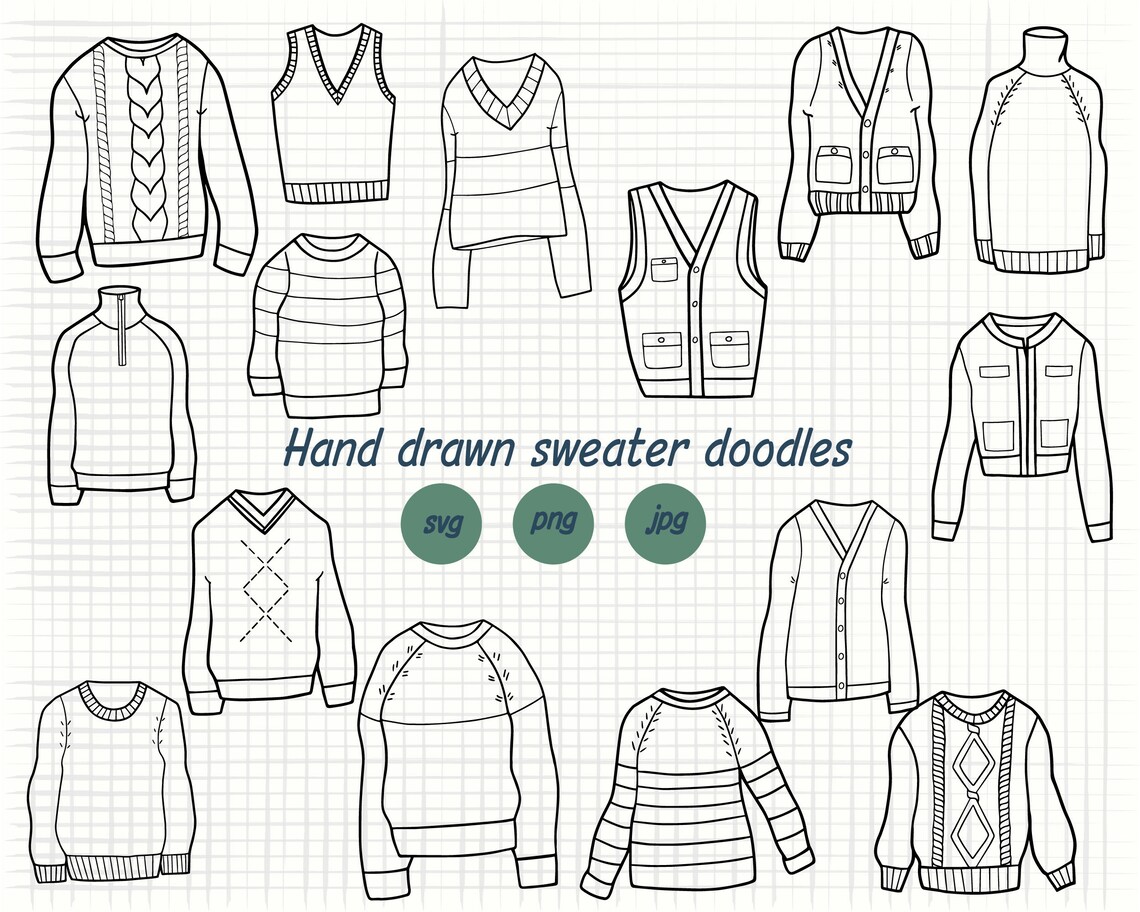 Knitted Sweater Svg Cut Files, Knitwear Cardigan Png, Knit Jumper ...