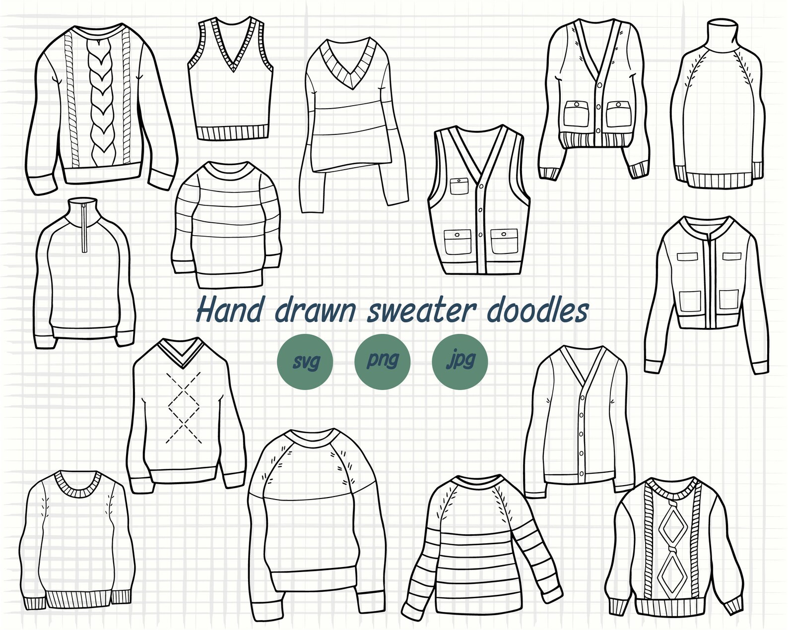 Knitted Sweater Svg Cut Files, Knitwear Cardigan Png, Knit Jumper ...