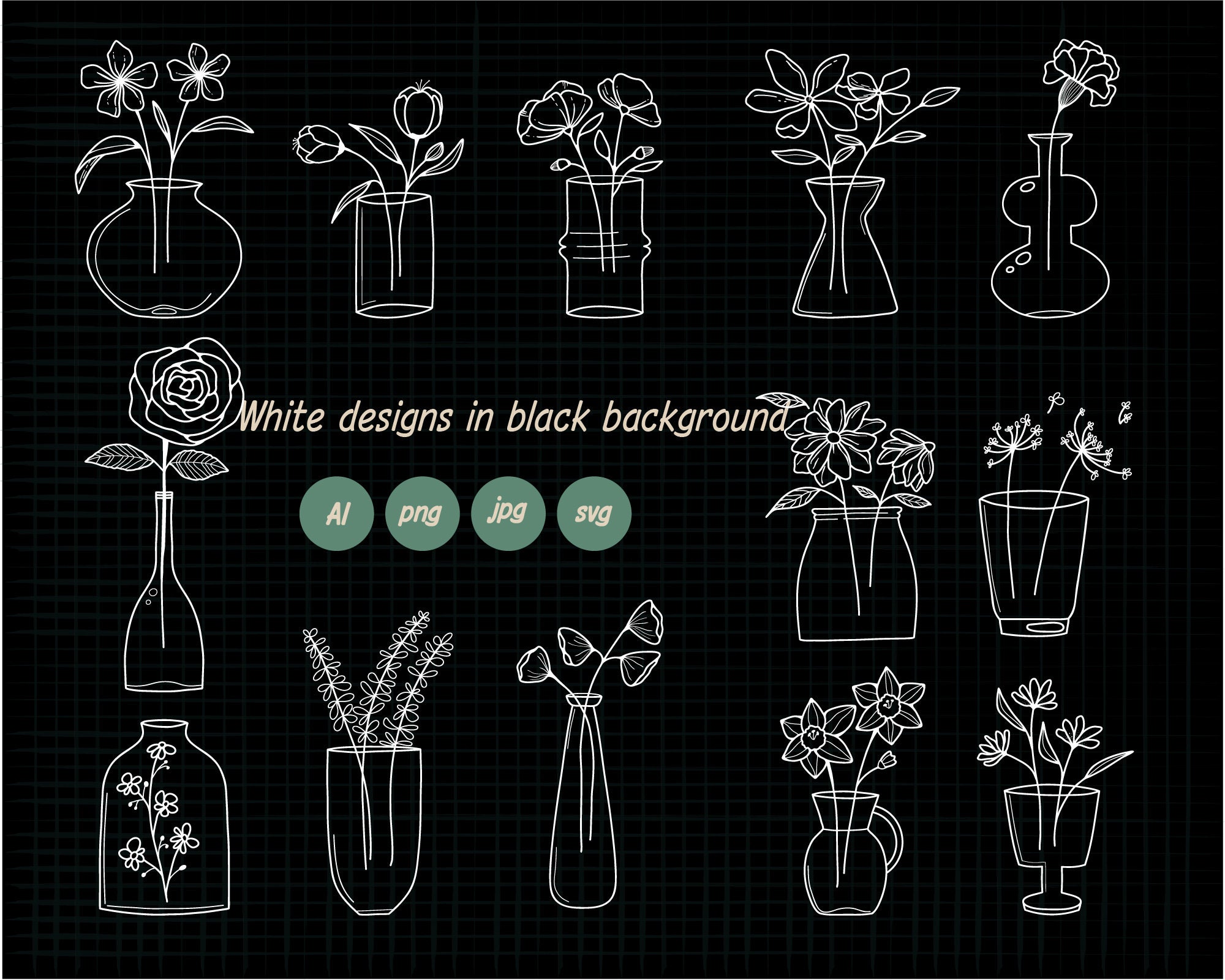 Wild Flower Botanical Svg Cut File Spring Svg Doodle Flower - Etsy