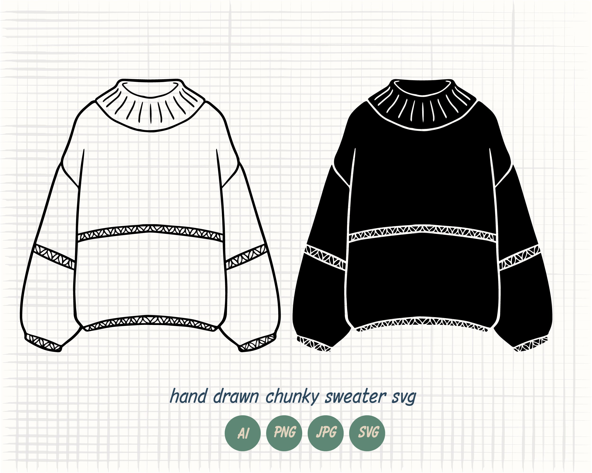 Chunky Sweater Svg, Knitwear Svg, Knitting Jumper, Knitted Jumper Svg ...