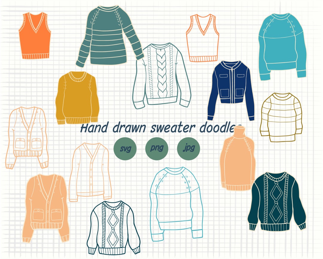 Knitted Sweater Svg Cut Files, Knitwear Cardigan Png, Knit Jumper ...