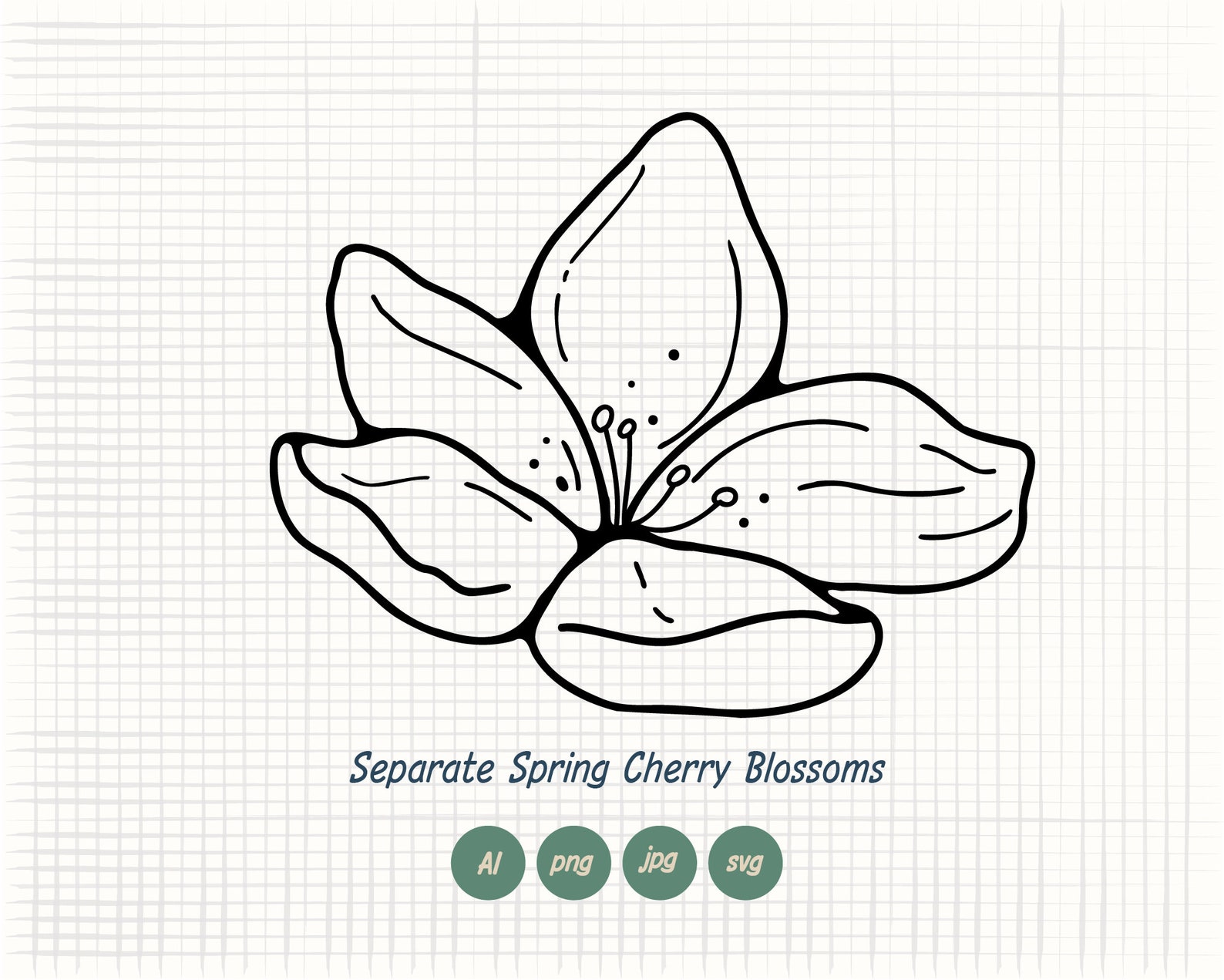 Hand Drawn Cherry Blossom Line Art Svg Minimalist Svg Botanical Line ...