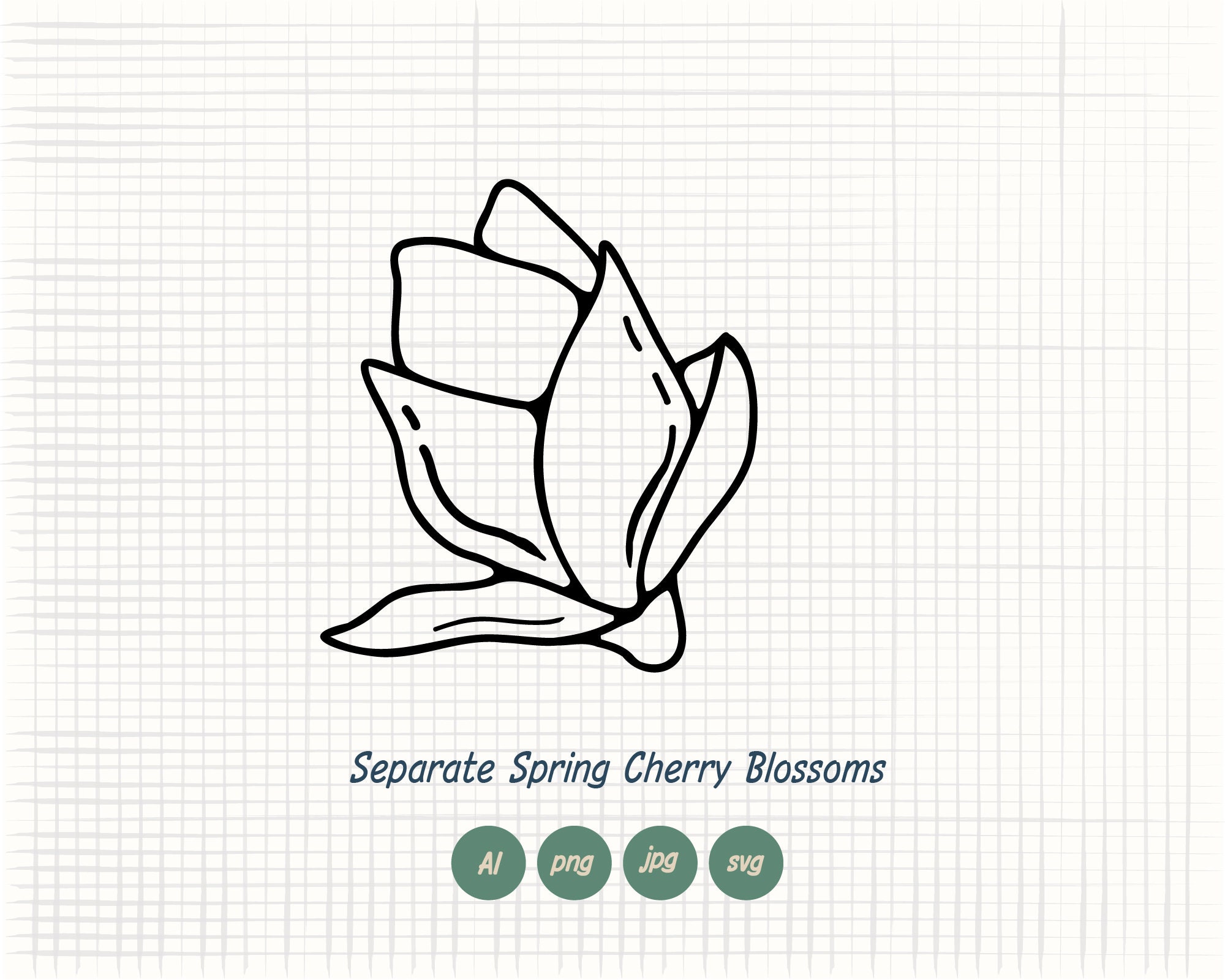 Hand Drawn Cherry Blossom Line Art Svg Minimalist Svg Botanical Line ...