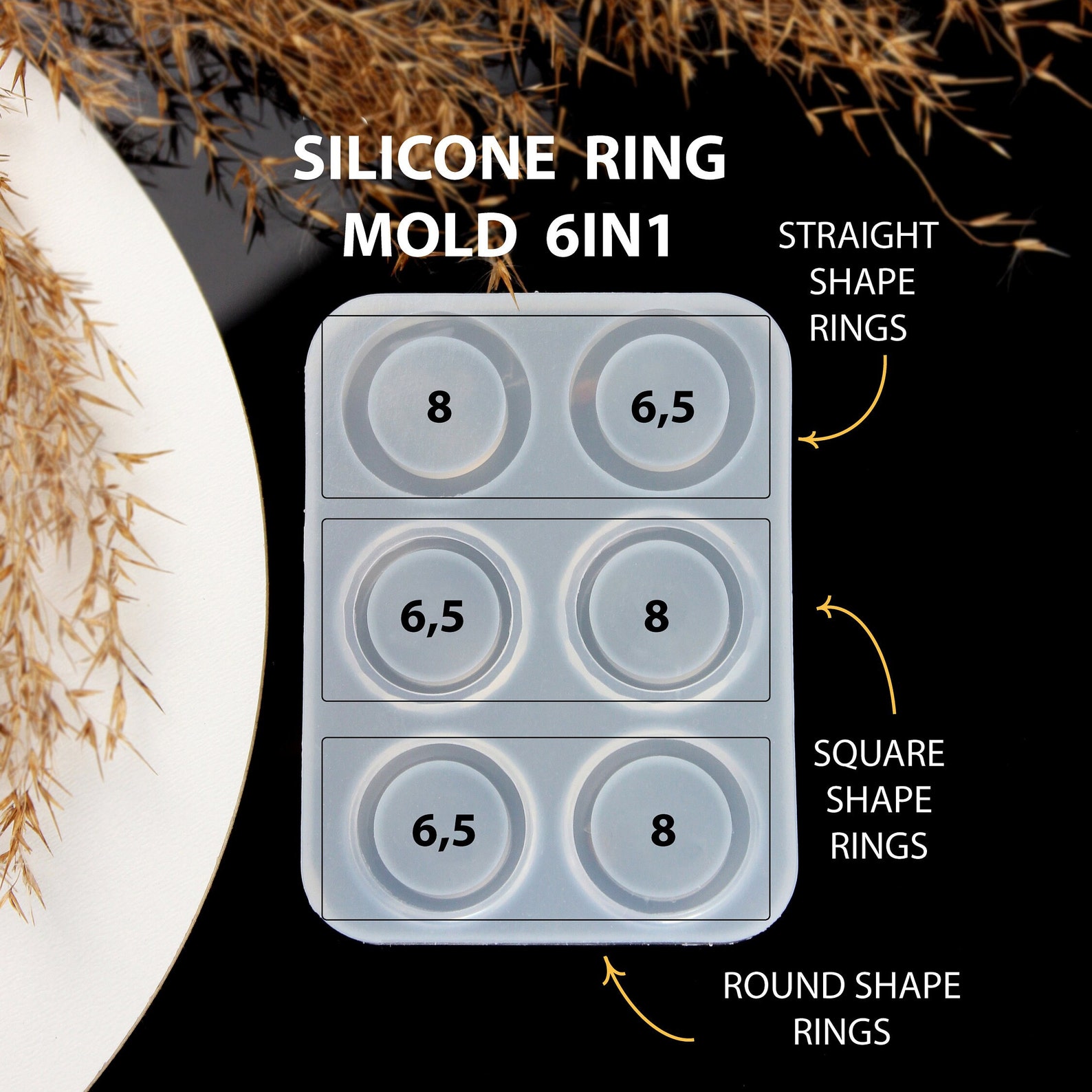Ring Mold Set 6 Shapes | Silicone Resin Mold for Thin Bands, UV Resin ...