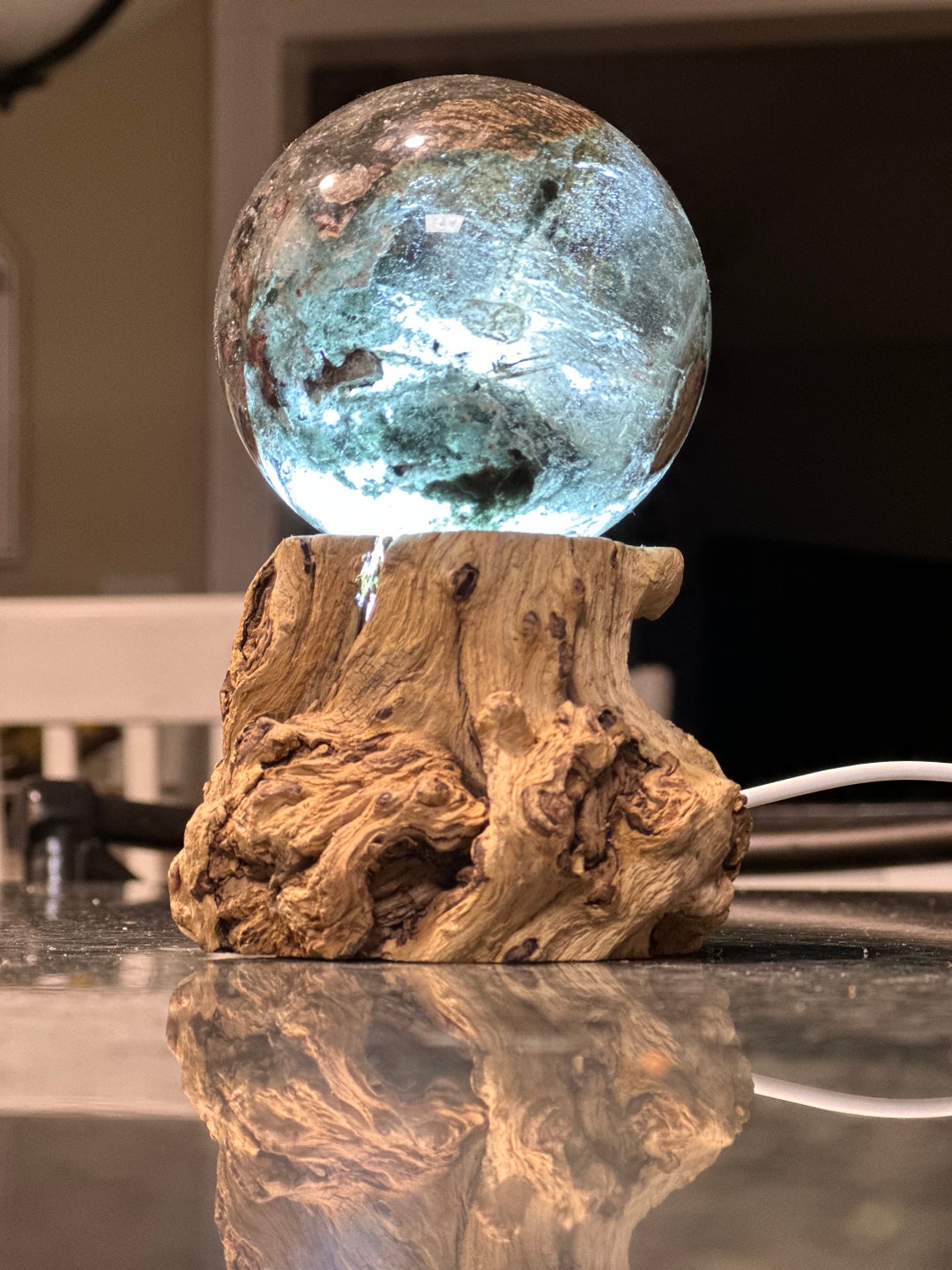 Driftwood Led Sphere Stand. USB - Etsy