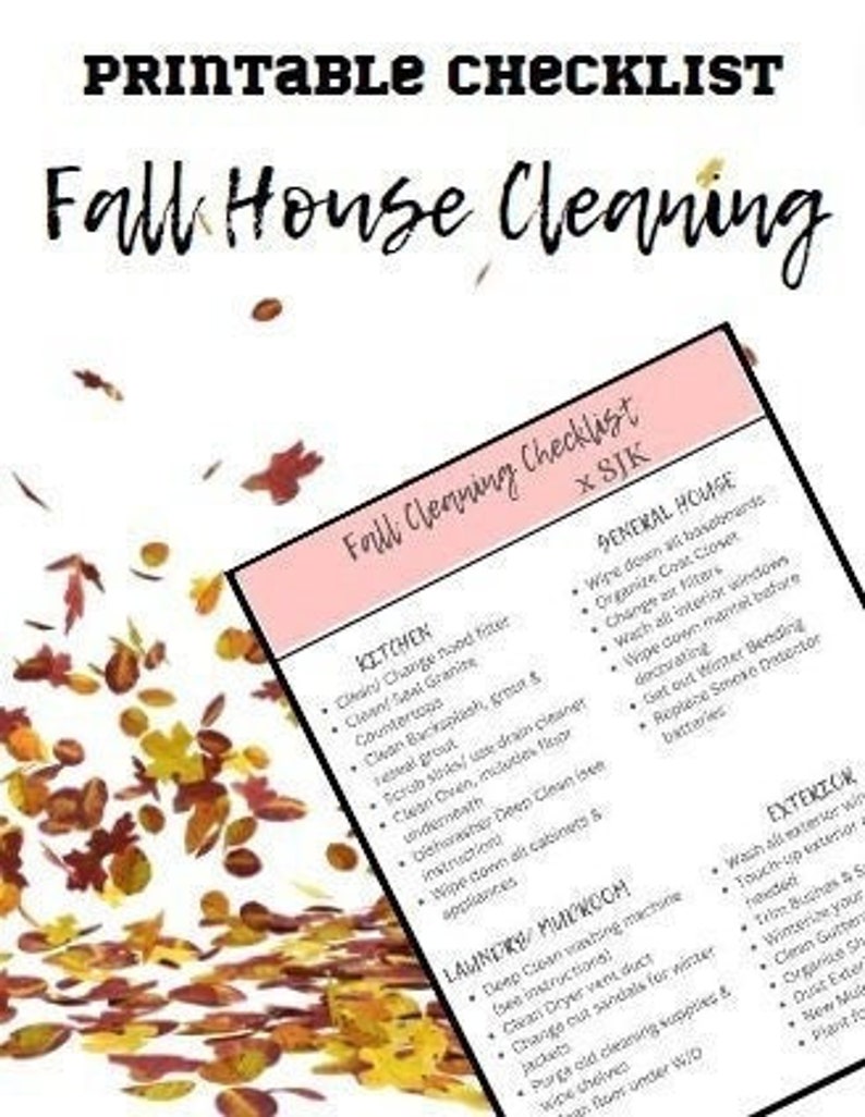 Fall Home Cleaning Checklist - Etsy