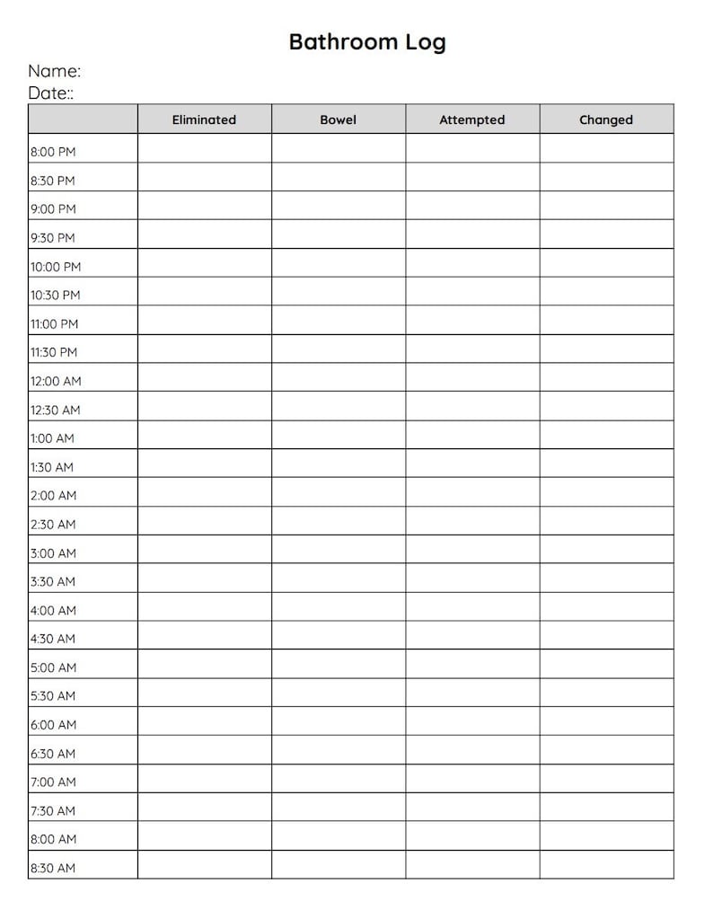 Toileting Routine Bathroom Chart Log Toilet Training Disability Autism ...