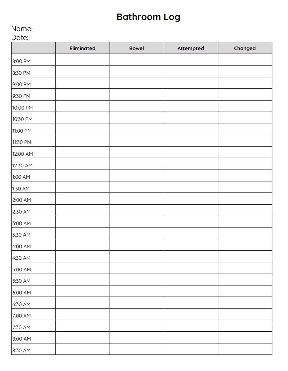 Toileting Routine Bathroom Chart Log Toilet Training Disability Autism ...
