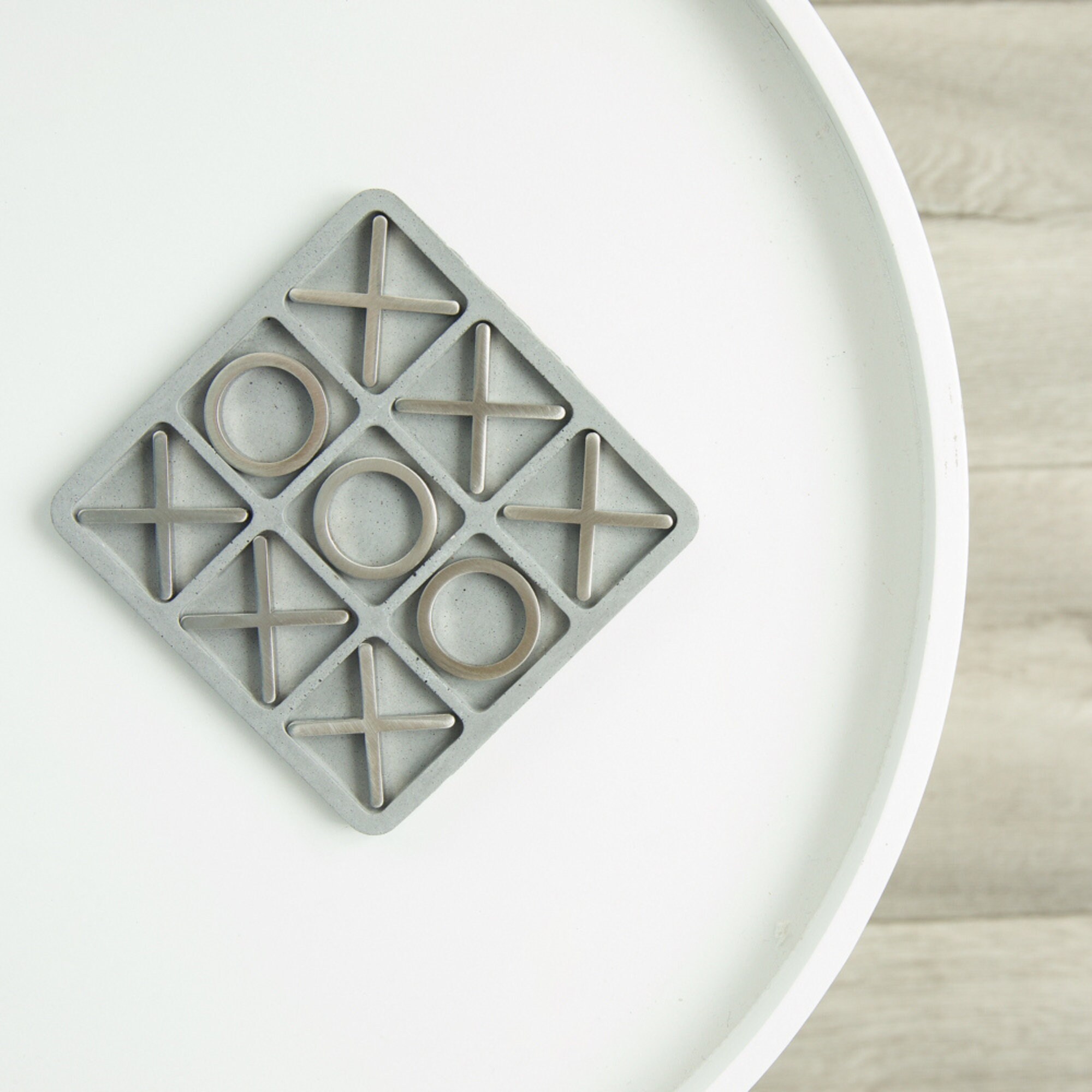 Board Game Decor TIC-TAC-TOE Grey Concrete Board Game Tabletop Game Set ...