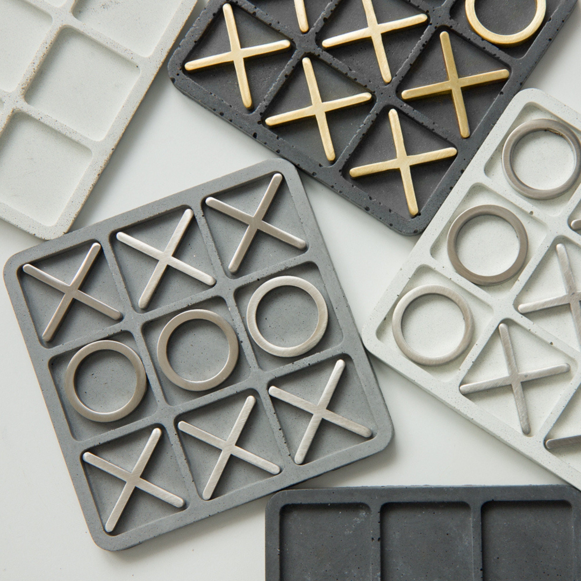 Board Game Decor TIC-TAC-TOE Grey Concrete Board Game Tabletop Game Set ...