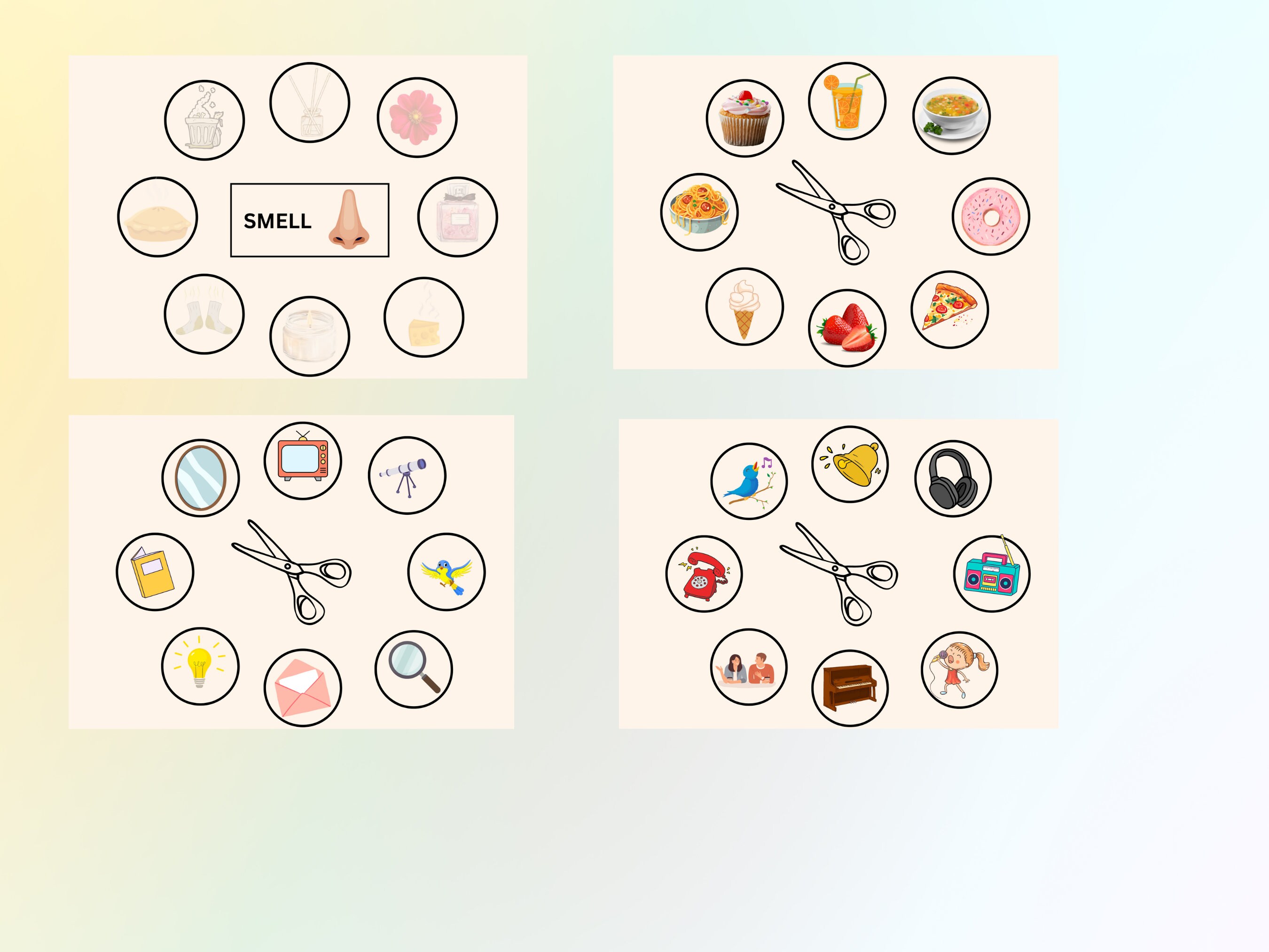 Five Senses Sorting Activity Printable Matching Game Busy Book Toddler ...