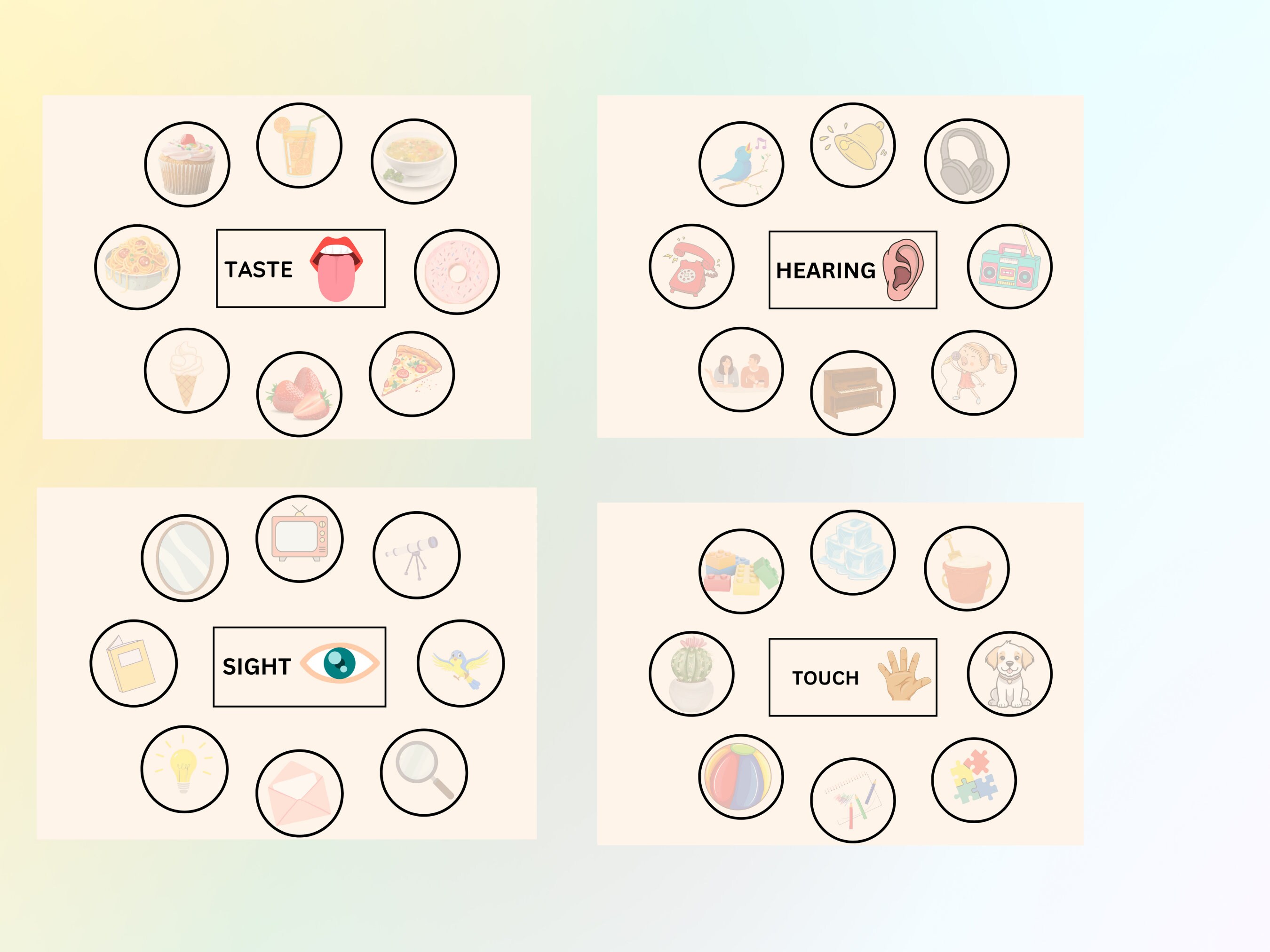 Five Senses Sorting Activity Printable Matching Game Busy Book Toddler ...