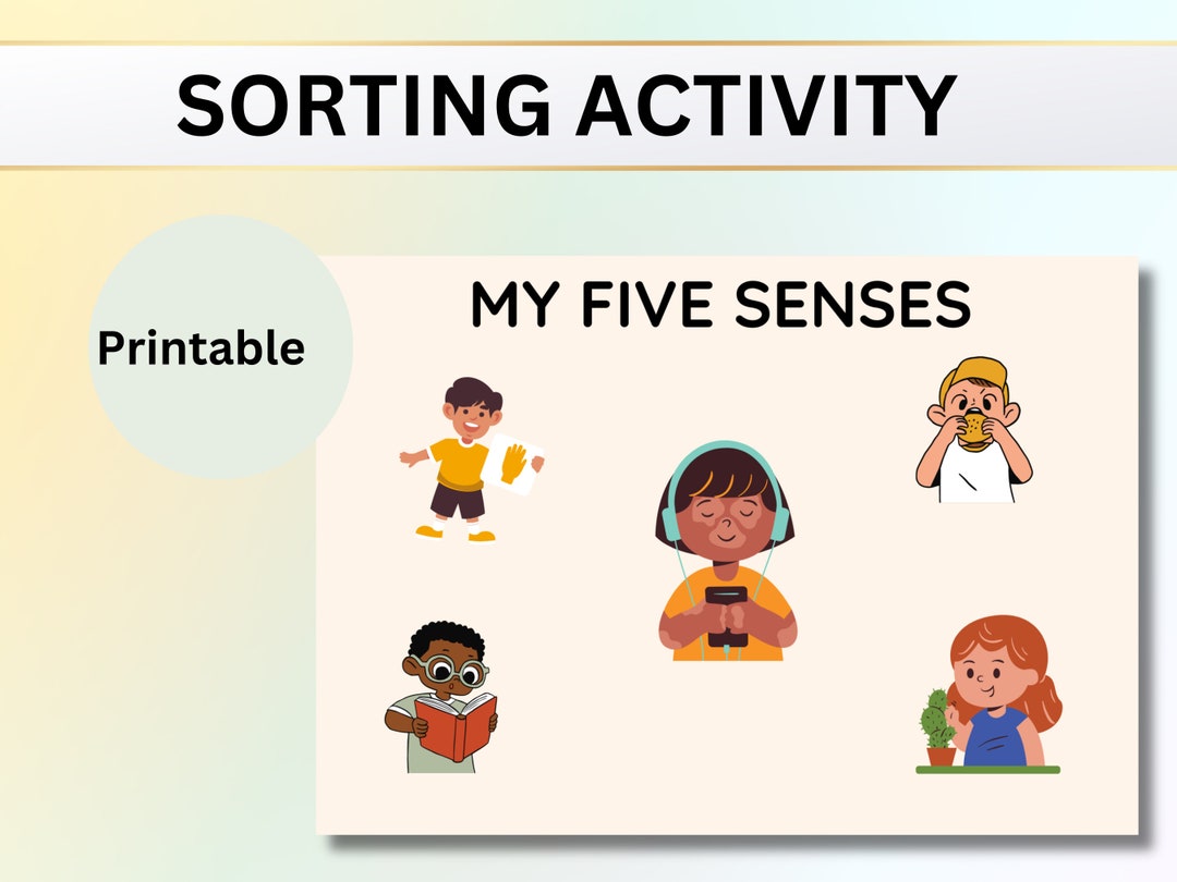 Five Senses Sorting Activity Printable Matching Game Busy Book Toddler ...