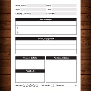 Audition Log Template | Audition Tracker | Audition Worksheet ...