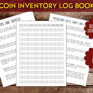 Coin Inventory Log Book | Coin Collecting Record Keeping Book ...