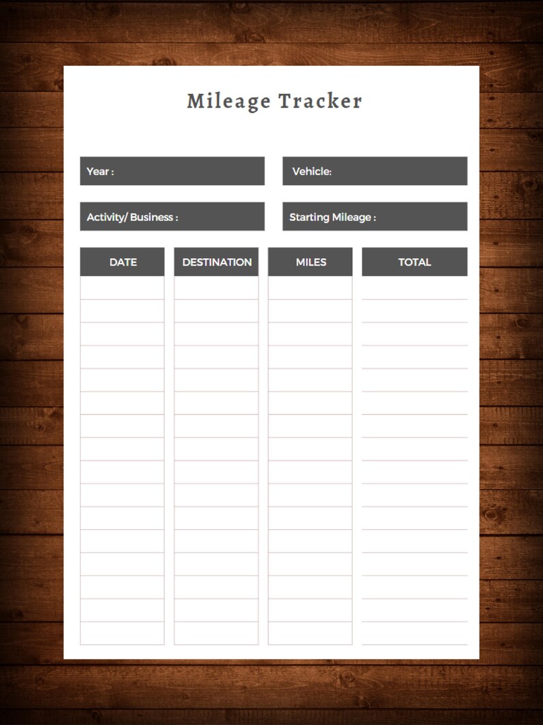 Printable Mileage Log Book | Mileage Tracker | Mileage Log for ...